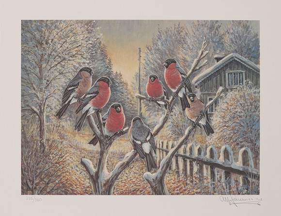 ALF JOHANSSON (1934-2020). House finches, color lithograph no. 285/360 ...