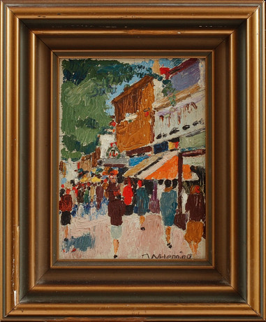 WILHELM HENNING. Göteborgsmotiv, 2 st. Olja på duk och pannå, signerade ...