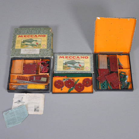 MECCANO, 3 construction boxes, 0a, 2a and 3a. Toys - Auctionet