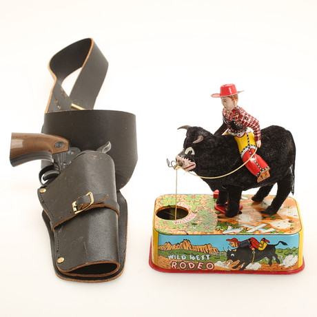 TOY, tin, Wild west rodeo, Japan. TOY GUN with holster, Daisy, USA ...