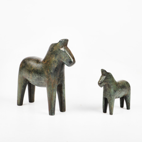 ANDREAS WARGENBRANT. Veistoksia, 2 kpl, Dala-hevosia, patinoitua ...