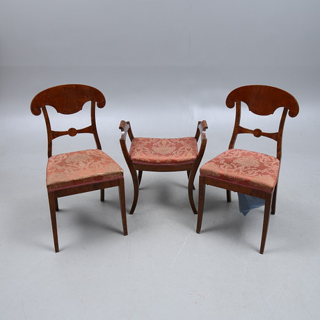 STOOL AND A PAIR OF CHAIRS, Karl Johan style, 1900s. Swedish Folk Art ...