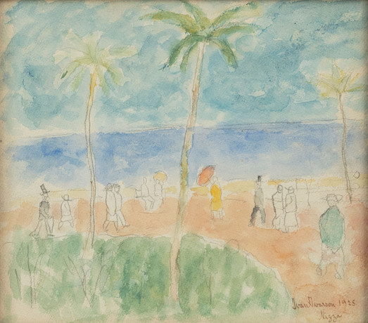 IVAN IVARSON (1900-1939). Beach motif from Nizza. Watercolor. Art ...