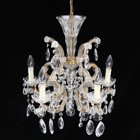 CHANDELIER, Bohemian crystal, Maria Theresa style, Czechoslovakia, 20th ...