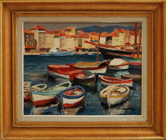 ELLIS WALLIN. French coastal town, oil on canvas, signed and dated -31 ...