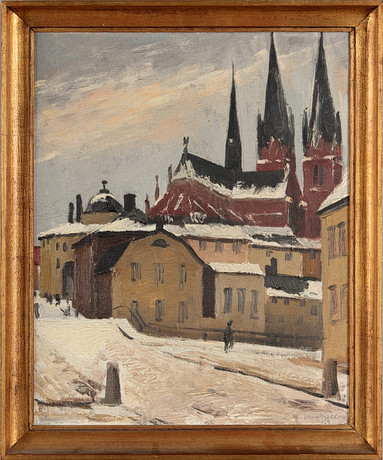 ELLIS WALLIN (1888-1972): Motiv från Uppsala, signerad, olja på duk ...