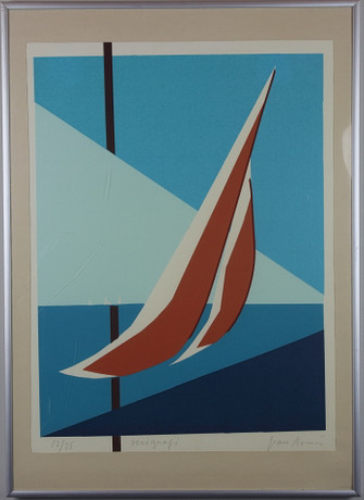 JAN NORÉN. Seriegrafi 13/35, segelbåt, signerad. Konst - Måleri - Auctionet