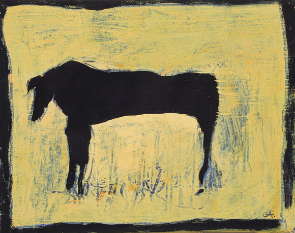 GUNILLA ANDERSSON. Black cone, painting, oil on canvas, monogram signed ...