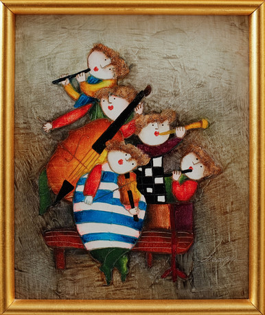 JOYCE ROYBAL. Musicians, 3 oil paintings, signed. Art - Paintings ...