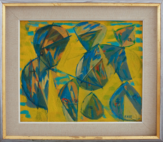 KNUT IRWE. Composition with figures, oil on canvas, lined, signed. Art ...