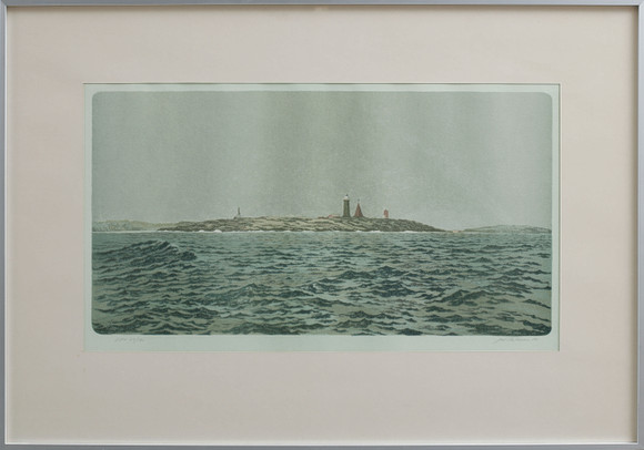 JAN FALKMAN. Vinga lighthouse, color lithograph, signed and numbered 69 ...