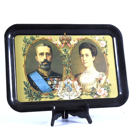 TRAY, tin, Gustav V and Queen Victoria, first half of the 20th century ...