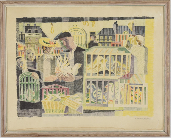 AXEL OLSON. Color lithography. Art - Engravings & Prints - Auctionet