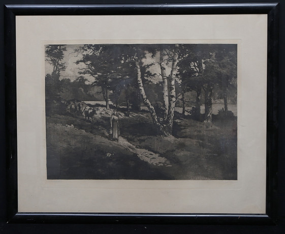 EMIL ÅBERG. "The birch grove". Etching, signed. Art - Engravings ...