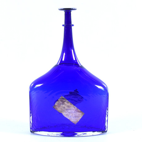 FLASCHE, blaues Glas, "Satellite", Bertil Vallien, Kosta Boda, Höhe 41 ...