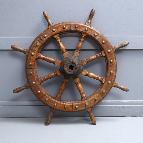 SHIP'S STEERING WHEEL, probably early 20th century. Miscellaneous ...