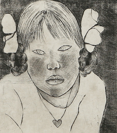 BERTA HANSSON. Girl, drypoint engraving, signed, numbered 2/20. Art ...