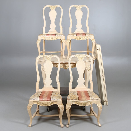 DINING GROUP, 8 parts, Rococo style, 20th century. Furniture - Dining ...