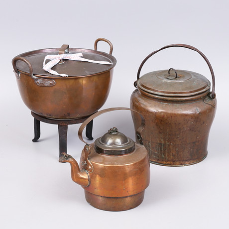 COPPER OBJECTS, 3 pcs, 19th/20th century. Silver & Metals - Pewter ...