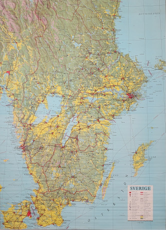 WALL MAP, Trelleborg-Hudiksvall, scale 1:400,000, General Staff ...