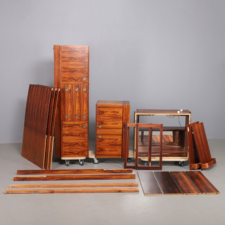 SHELVING SYSTEM, glass and bar cabinets, rosewood. Furniture ...