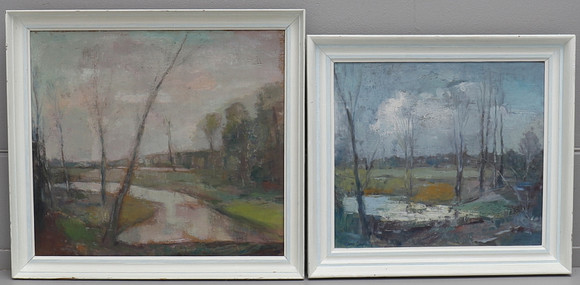 HUGO CARLBERG. LANDSCAPE, two pieces, oil on canvas. Art - Paintings ...