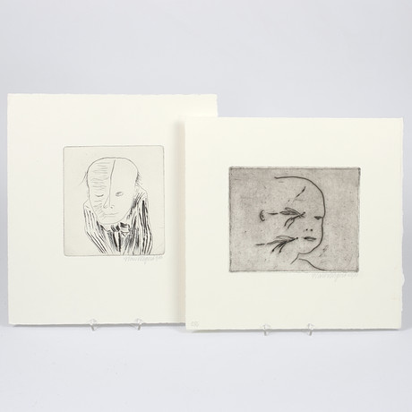 HANS WIGERT. Kompositioner, 2 st, etsningar, signerade, numrerade, 286 ...