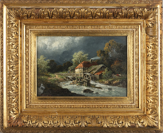ADOLF KAUFMANN (1848-1916): Water mill, signed A.Kaufmann Paris, oil on ...