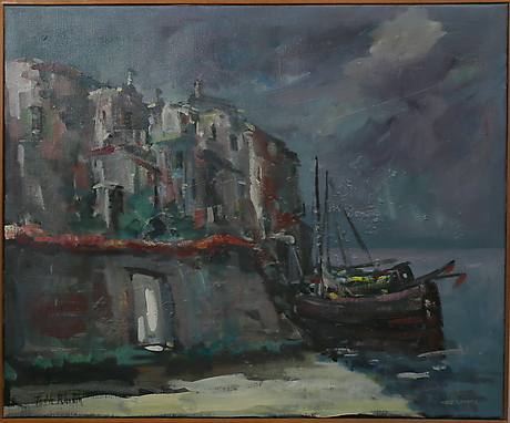 TEDDY RHODIN. Italian coast. Oil on canvas. Signed and dated -74. Art ...