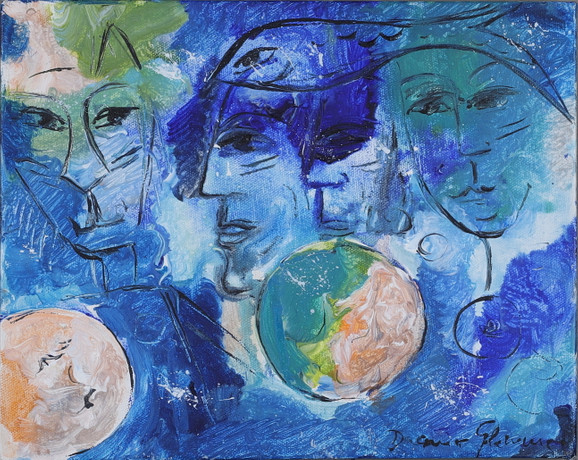 DAGMAR GLEMME. "Spirits in the Universe", oil on canvas, signed. Art ...
