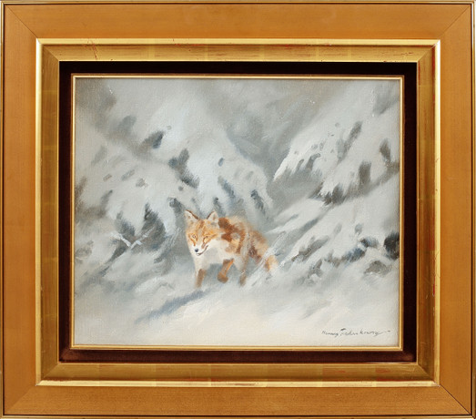 HENRY FREDRIKSSON. Winter picture with fox, oil on canvas, signed. Art ...