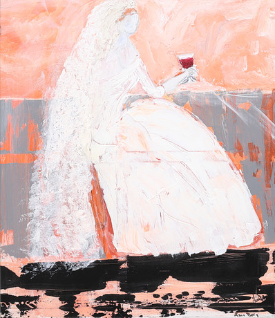 LENA BORG. Seated woman with wine glass, signed. Art - Paintings ...