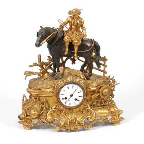 TABLE CLOCK, brass, neo-coco style. Clocks & Watches - Mantel clocks ...