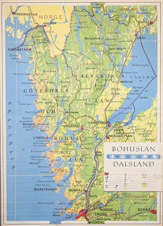 WALL MAP, Bohuslän-Dalsland, scale 1:100,000, General Staff ...