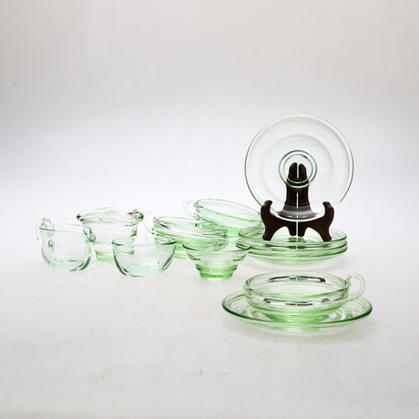 WILLIAM STENBERG, Gullaskruf. 14-piece glass tableware, Series Ring, light green. Glass - Other ...