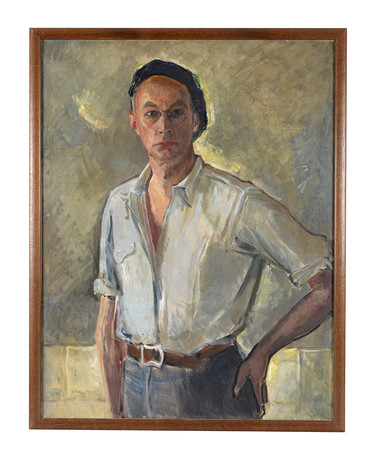 MAX VON MERTENS. "Selbstporträt als junger Künstler". Öl auf Leinwand. Verso Nachlassstempel ...