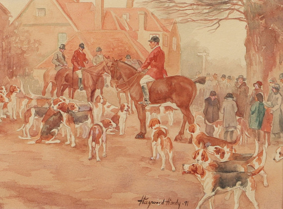 HAYWARD HARDY. Hunting with dogs, watercolour, signed. Art - Paintings ...