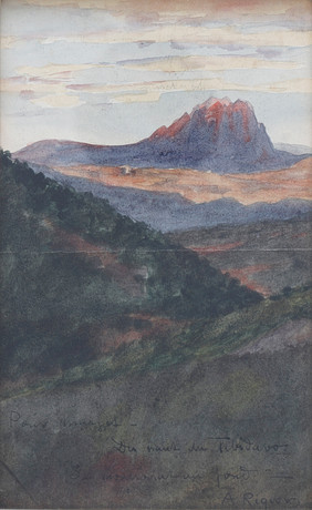 ALEXANDRE DE RIQUER. View of Montserrat from Tibidabo. Art - Paintings ...