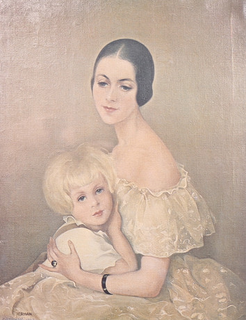 EINAR NERMAN. Kvinna med barn. Grafiskt blad, bläcksignerad. Konst ...