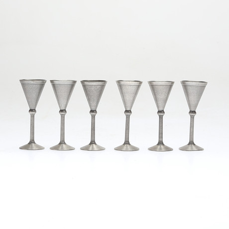 SNAPSGLAS, 6 st, tenn, Rune Tennesmed, 1900-tal. Silver & Metall - Tenn ...