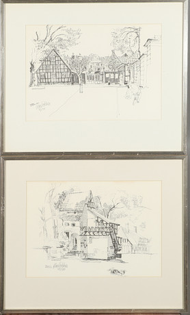 CLAES FOLCKER. Motiv från Lund, 2 litografier, signerade. Konst ...