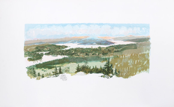 CLAES FOLCKER. View of Östersund, lithography, signed and numbered 75/ ...