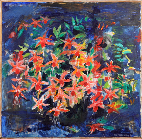 LARS HANSSON. Kukkaasetelma, signeerattu ja päivätty -91 öljy kankaalle ...