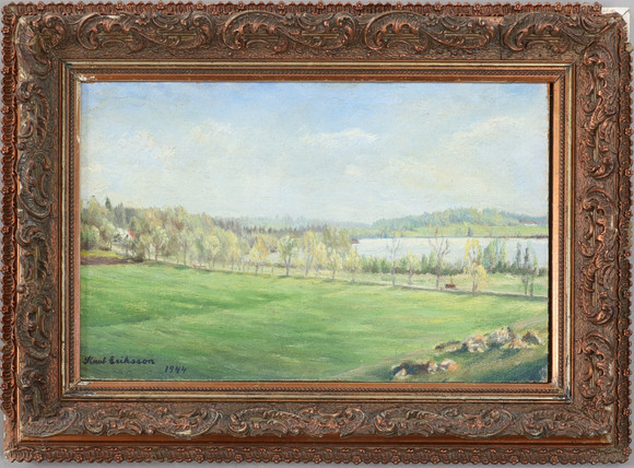 KNUT ERIKSSON. oil on Board, "Djulösjön vid Rosenholm", signed and ...