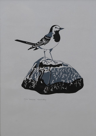 GITT LINDBERG. lithograph, "Sädesärla", numbered 23/100, signed. Art ...