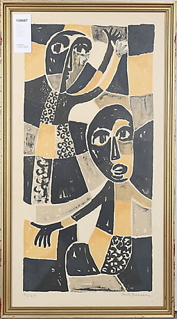 BERTA HANSSON. The faces. Color lithograph, signed and numbered 91/125 ...