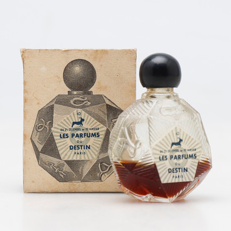 "Les Parfums ou Déstin" by Farel Déstin, Art Déco perfume bottle in ...
