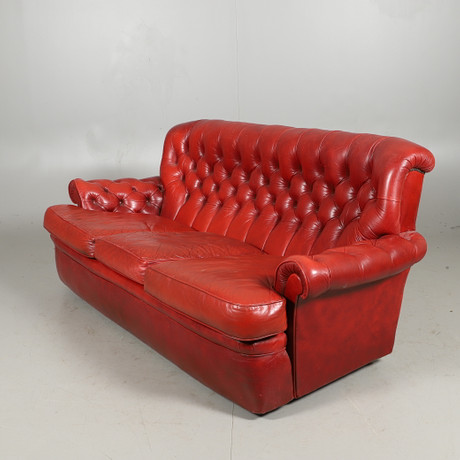 SOFA, 3-seater, red leather, Wade Long Eaton. Furniture - Sofas ...