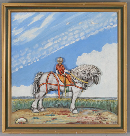 KARL LEVIN HOLLBERG. "Ut i vida världen" träskulptur, efter John Bauer ...