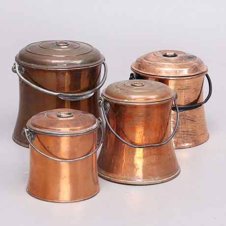 BOILERS with cover, 4 pcs., copper, 19th/20th century. Silver & Metals ...
